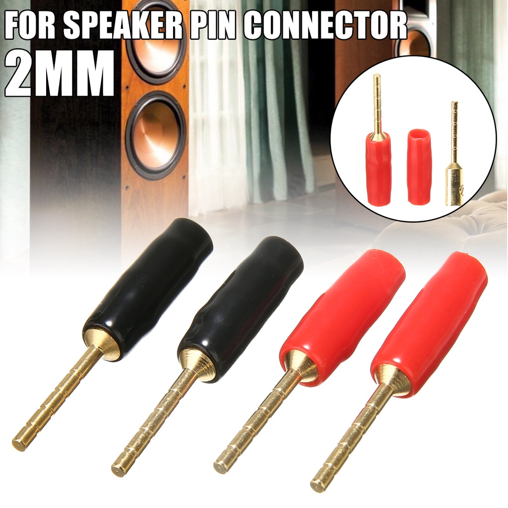 4x 2mm Speaker Pin Connector Banana Plug Screw Terminal Gold Plated ...