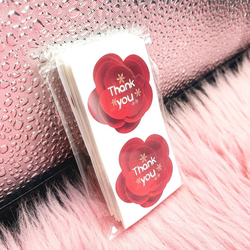 Flower Pot Red Rose Thank You Gift Sticker for Plantitas | Shopee ...