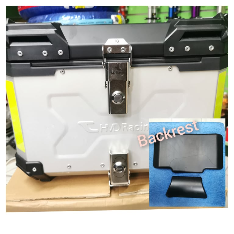 Top Box Alloy 45L/55L wITH Backrest PAD (SILVER/WHITE/BLACK) | Shopee ...