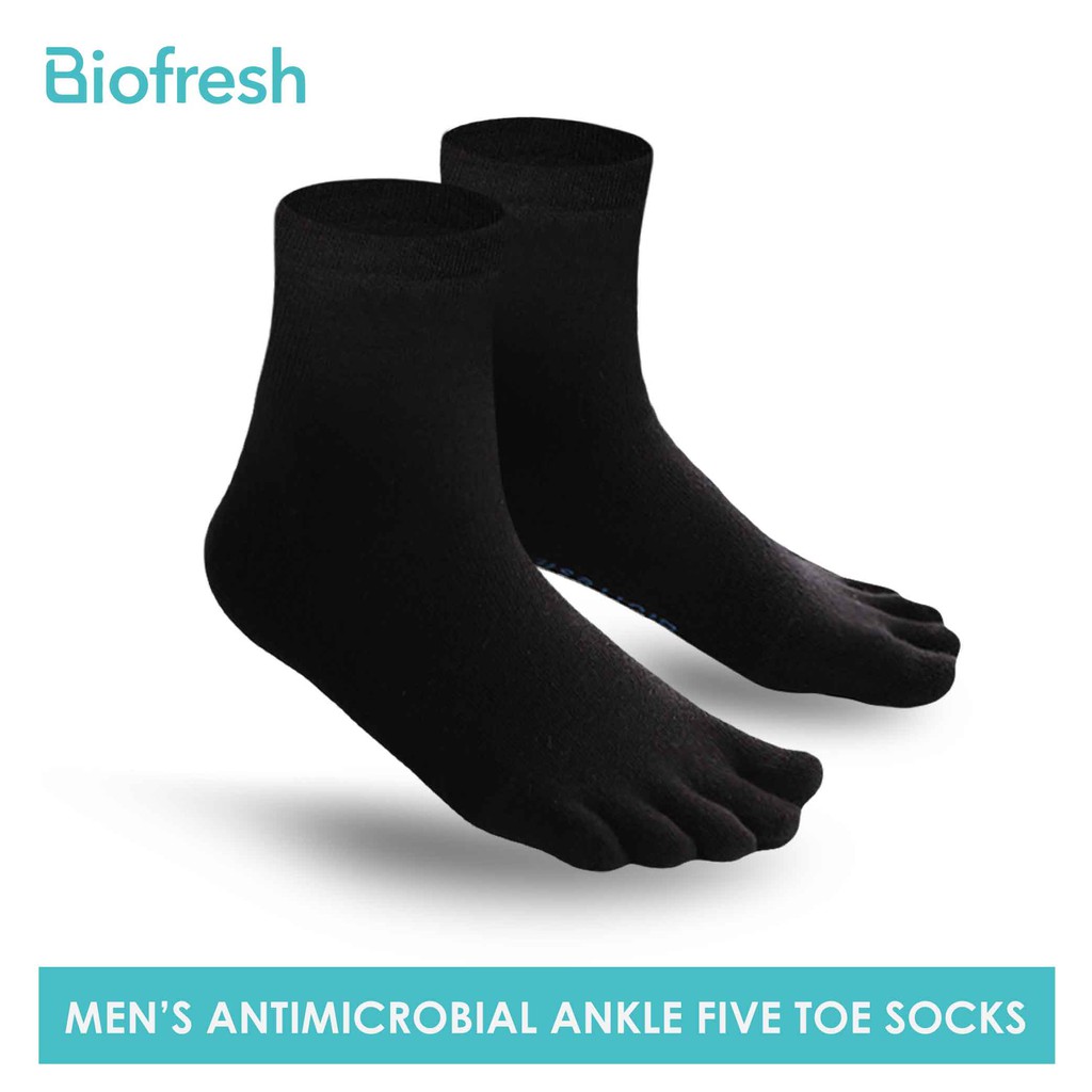 Biofresh Men's Antimicrobial Five Toe Ankle Thick Sports Socks 1 pair ...