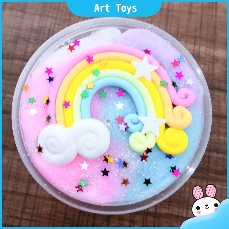 100ML Slime Clay Rainbow Crystal Mud Slime Kit Cute Rainbow Cloud Mud Slime For Kids Gift ...