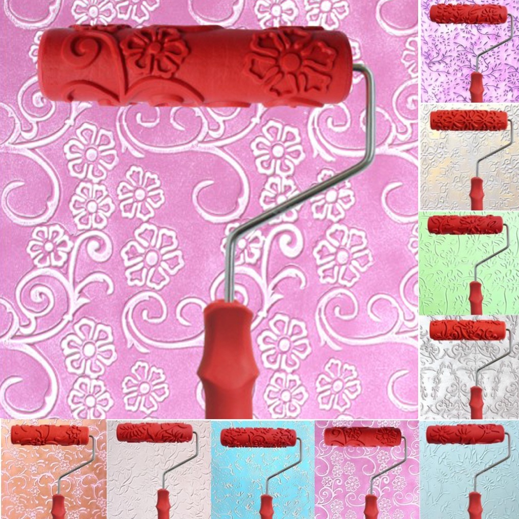 Printing Wall Roller Brush 7 inch Embossing Flower Pattern Paint Roller ...