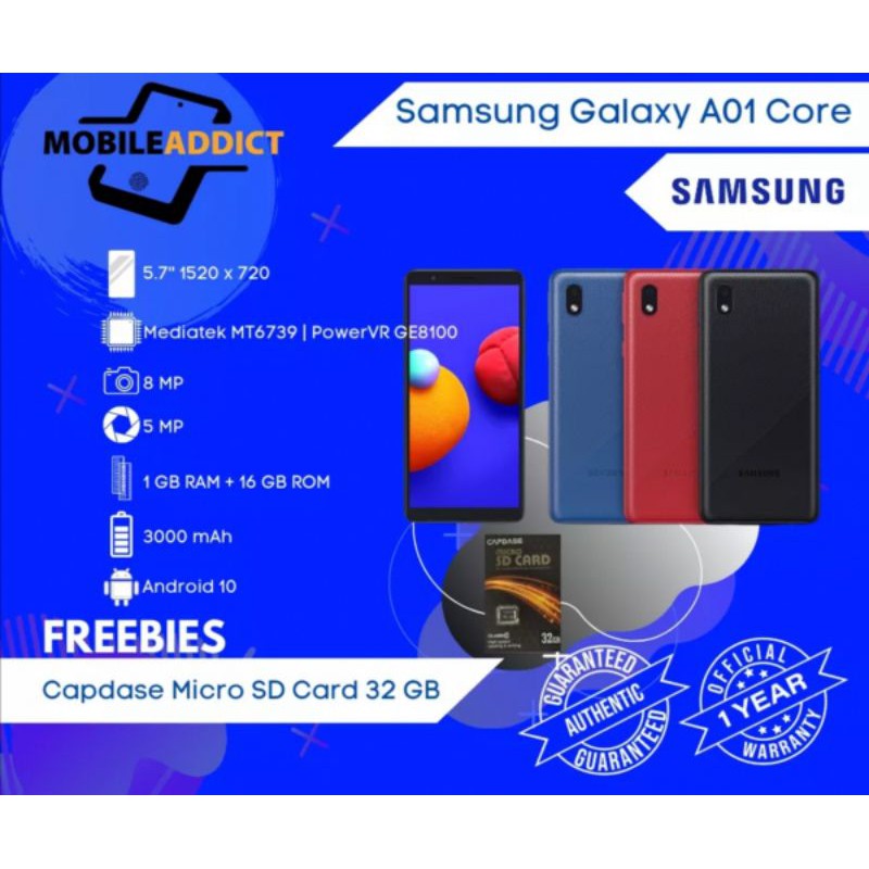 Samsung Galaxy A01 Core NTC, 1 year official warranty | Shopee Philippines