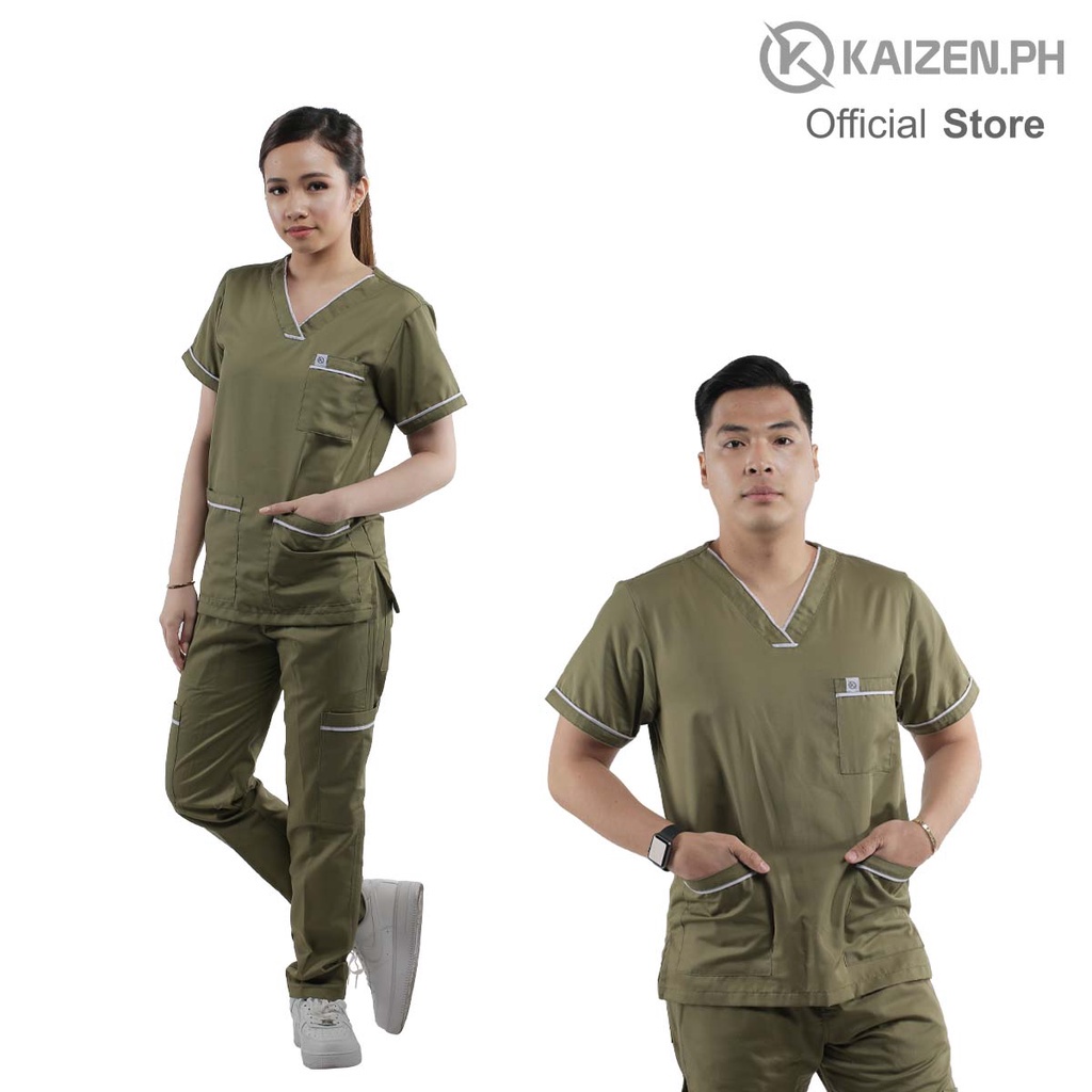 KAIZEN.PH Scrubs Suit 1st Gen KSS-32 Korean Inspired Two-Tone Piping | Shopee Philippines