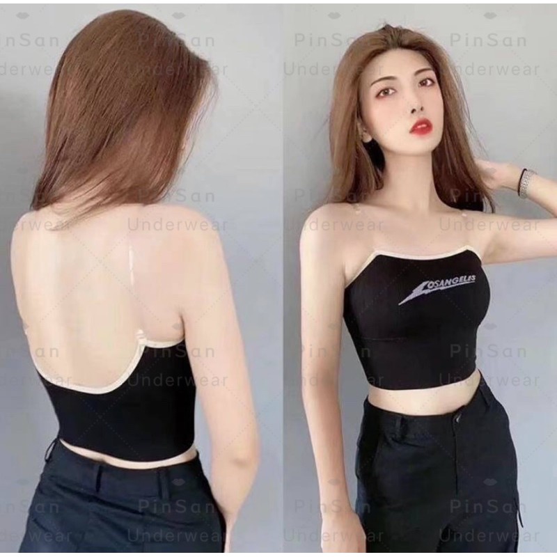 PinSan Backless Padded Push Up Bra Crop Bralette for Beach Wear （Free ...