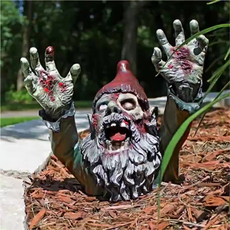 Pop Up Zombie Gnome Garden Statues Outdoor Gardening Dwarf Ornaments ...