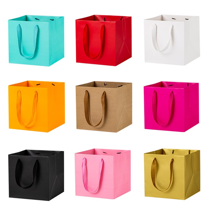 10PCS Square kraft paper bag wide bottom baking takeaway square gift ...