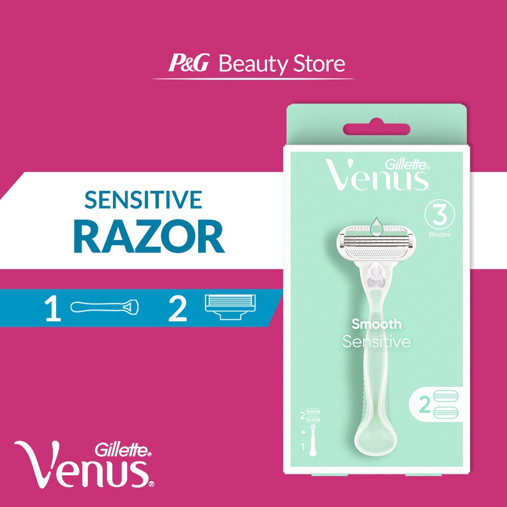 Gillette Venus Smooth Sensitive Premium Razor 2Up [Shave Care] | Shopee ...