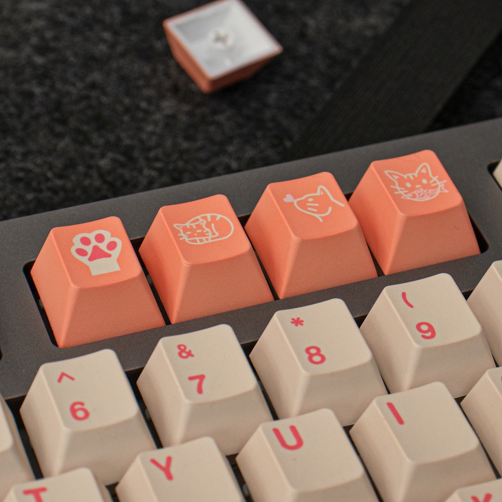 GMK orange cat keycaps cherry profile Dye Sub PBT keycap 137 keys 64/68 ...