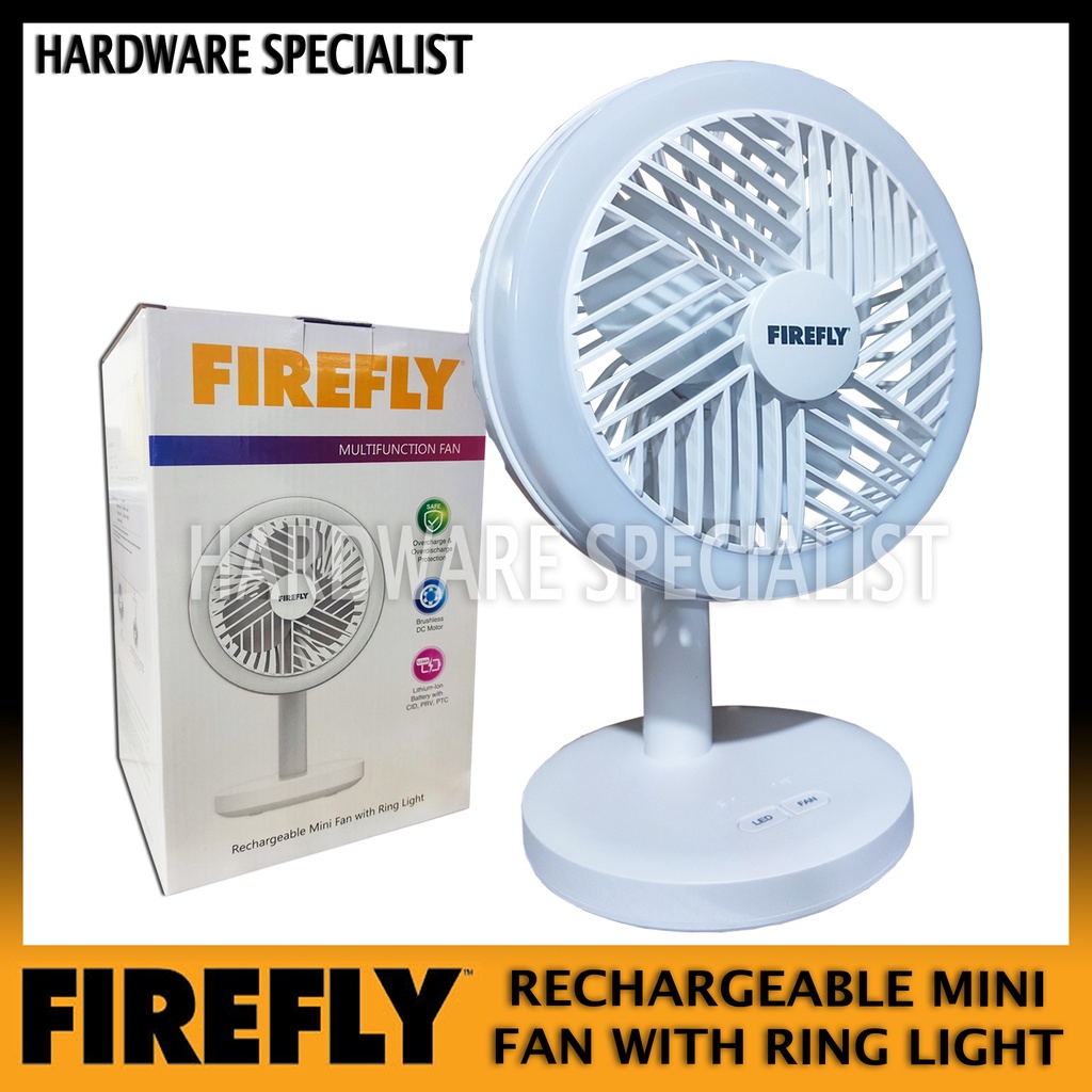 Firefly Rechargeable Mini Fan with Ring Light FEL657 | Shopee Philippines