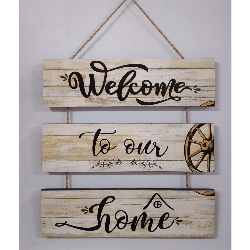 WELCOME TO OUR HOME Hanging Wall Decor Home Decor Rustic Vintage Wood ...