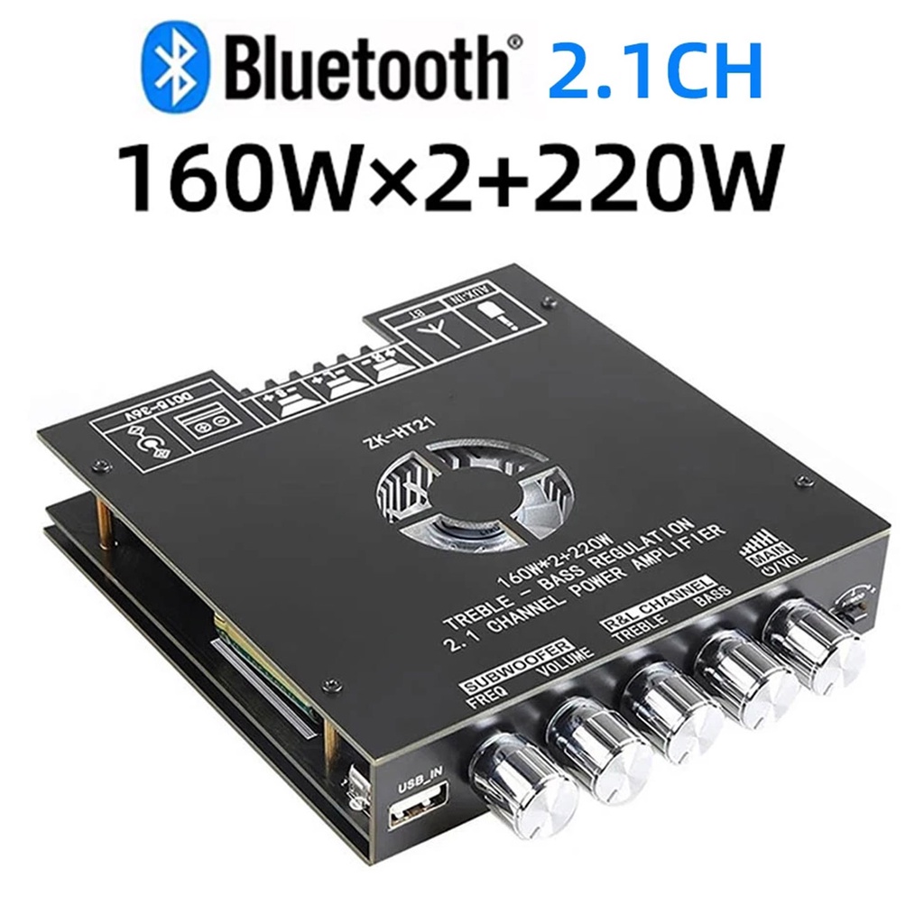 TDA7498E 2*160W+220W Bluetooth Power Amplifier Board 2.1Ch Class D USB Sound Card Subwoofer ...