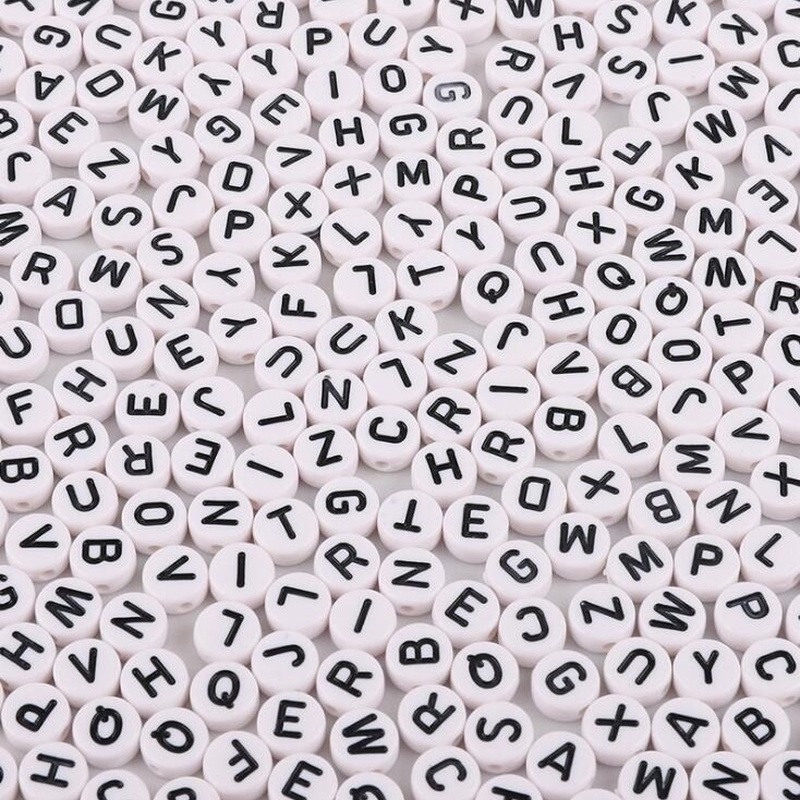 100pcs 4*7mm Mixed Alphabet Bead Letter Acrylic Beads Face Mask Lanyard ...