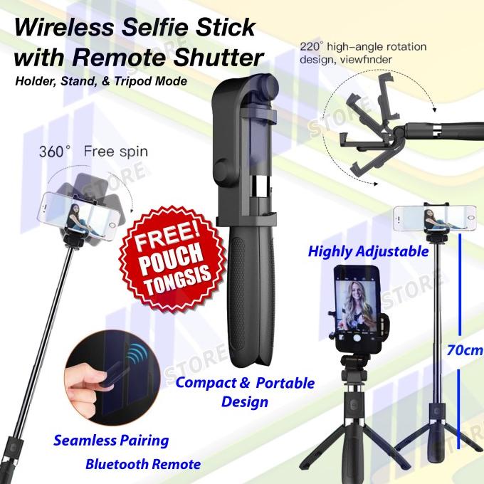 Tripod Bluetooth Tongsis With Mini Remote Control | Shopee Philippines