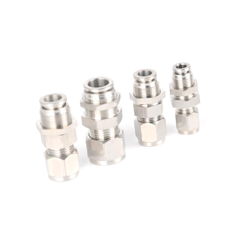 304 Stainless Steel Ferrule Straight Air Pneumatic Bulkhead Quick ...