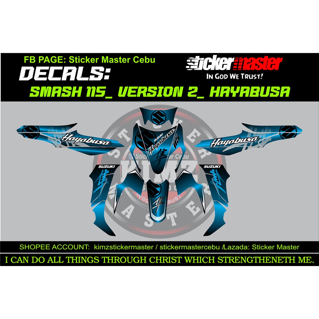 SMASH FULL DECALS HAYABUSA V2 CONCEPT CYAN BLUE | Shopee Philippines