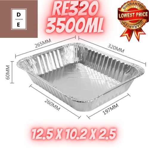 Aluminum tray with Lid RE320 3500 ml (20 pcs) | Shopee Philippines