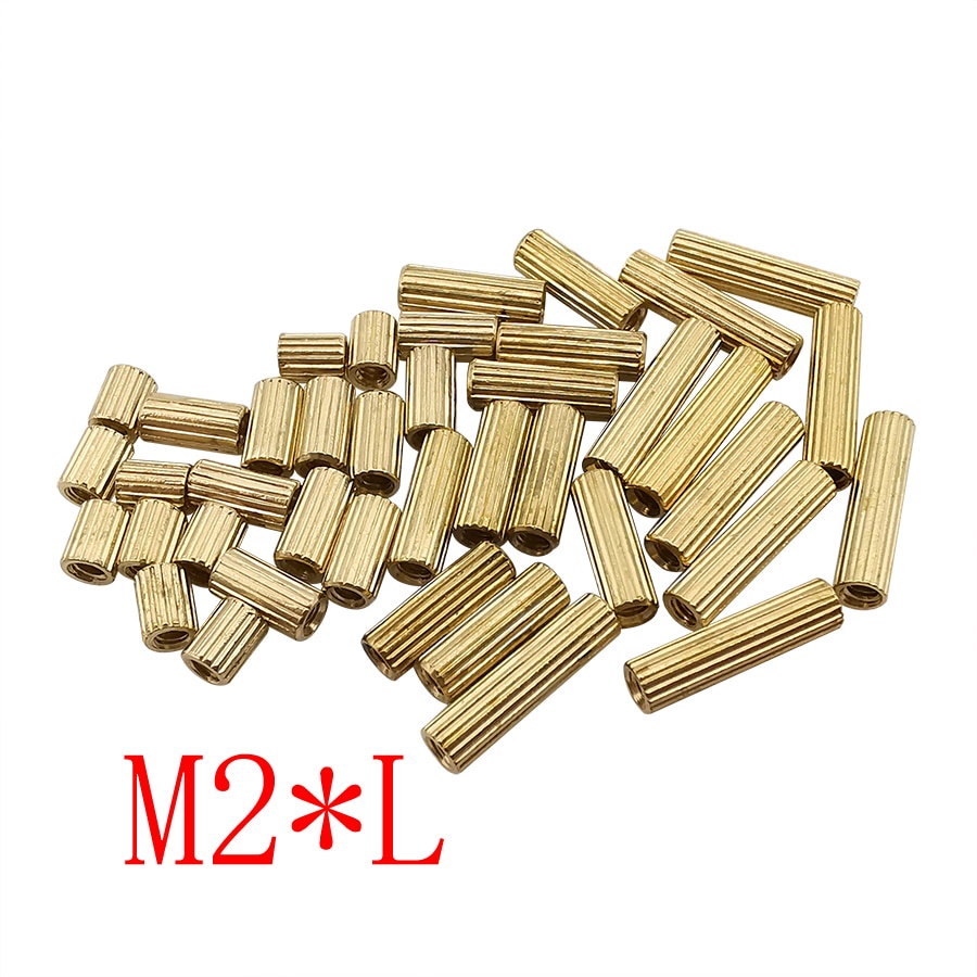 20Pcs M2 *L Brass Round Knurl Standoff Spacer Female to Female M2 ...