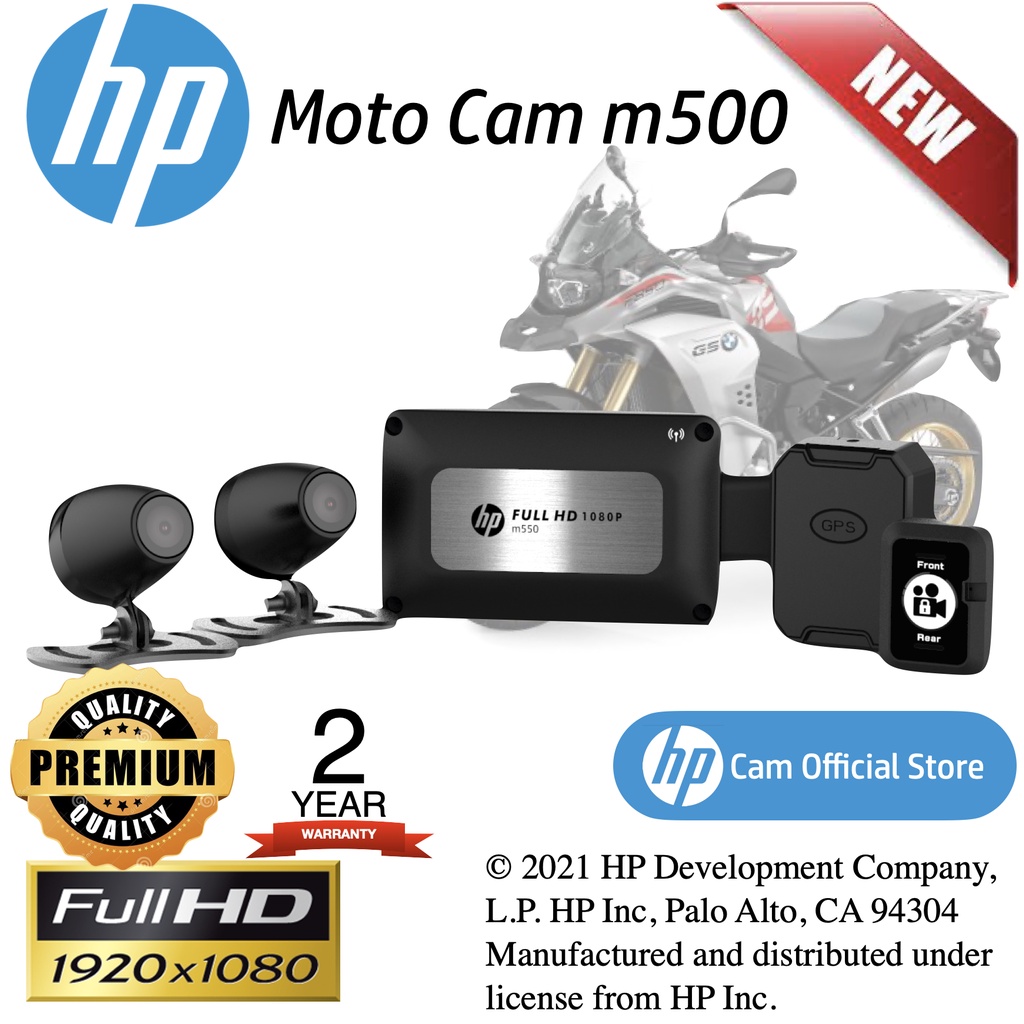 HP M500 Moto Cam Dual 2 channel Motorcycle Camera 1080P built-in WiFi ...
