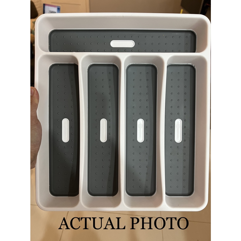 5 Compartments Plastic Kitchen Drawer Organizer Silverware Storage Tray ...