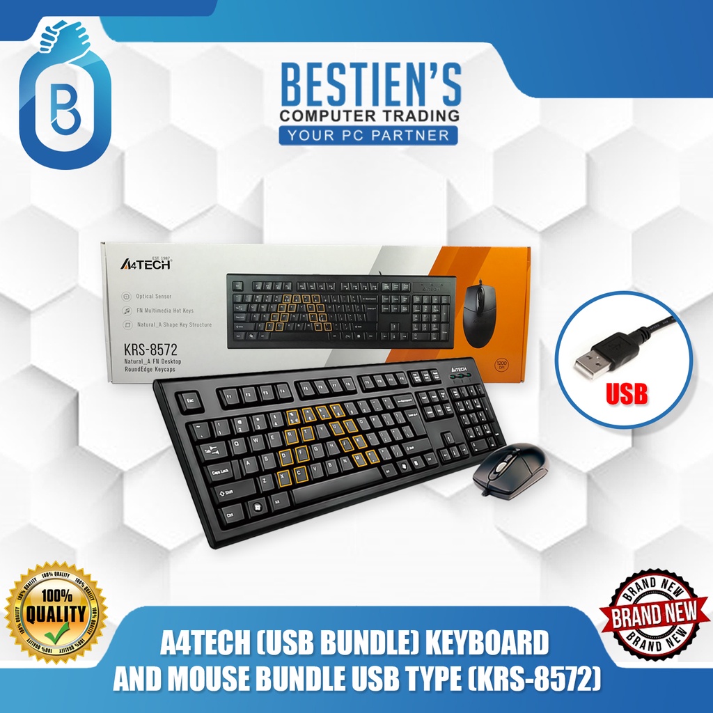 A4TECH (USB BUNDLE) KEYBOARD AND MOUSE BUNDLE USB TYPE (KRS-8572 ...