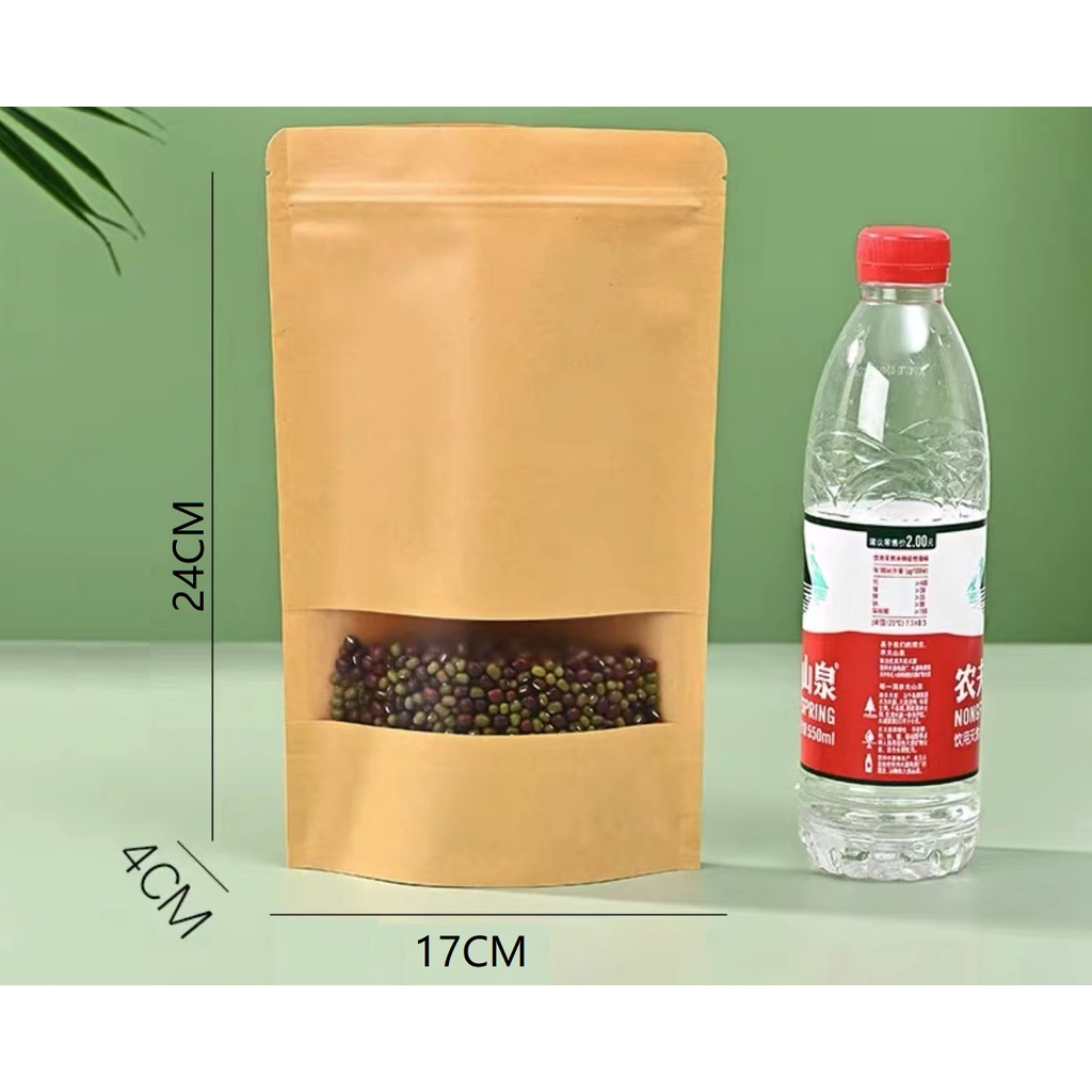 100pcs Brown Kraft Stand Up Pouch with Zip Lock Ziplock Plastic Paper ...