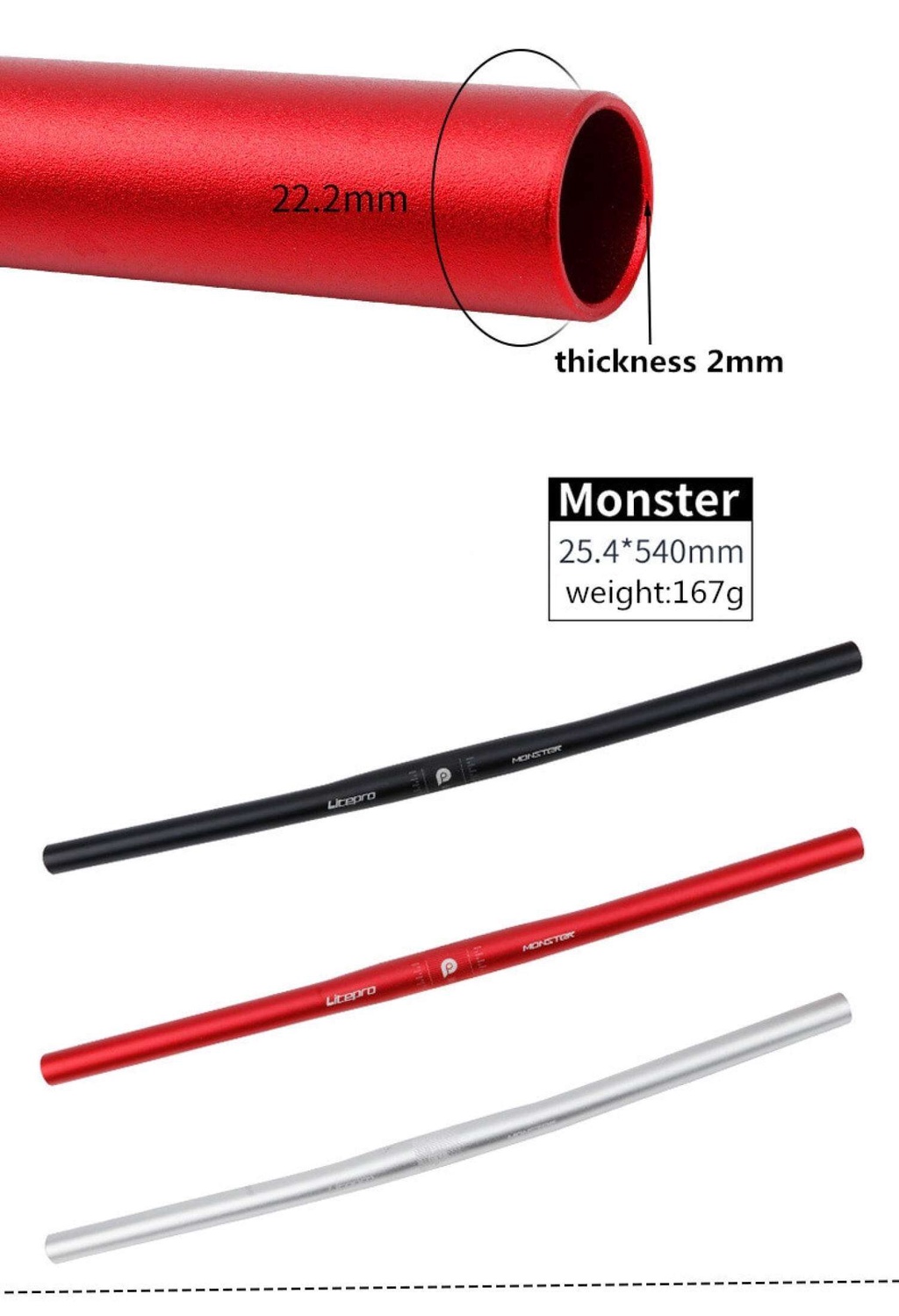 Litepro Monster Handlebar Folding Bike Horizontal One-shaped Handlebar ...