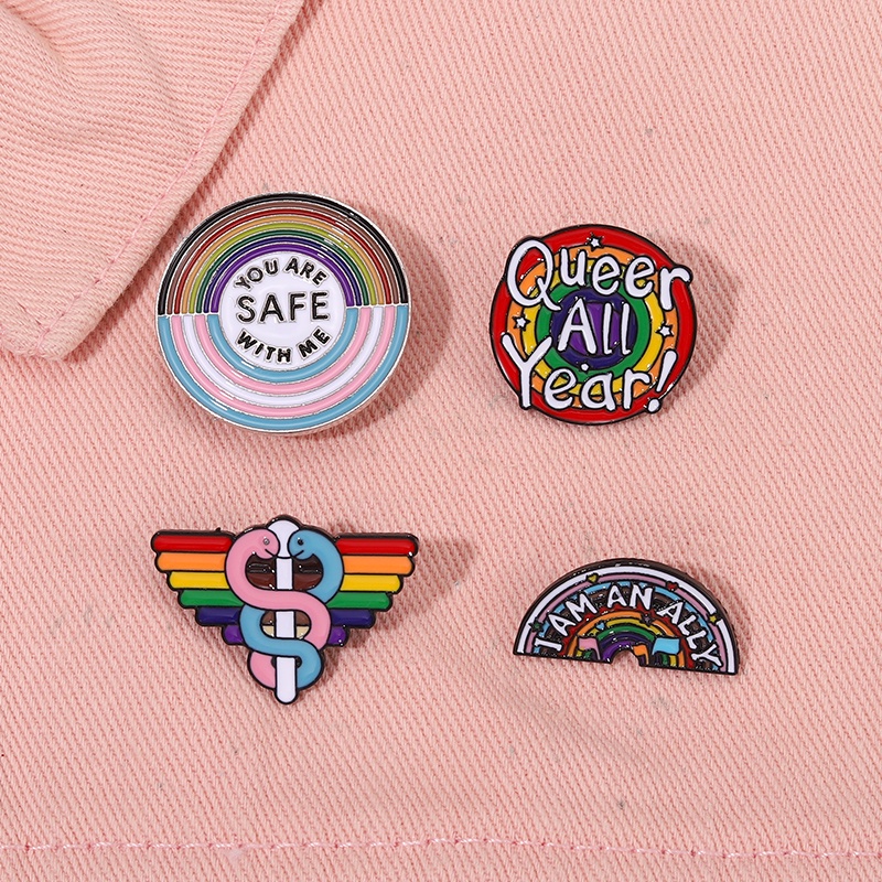 You Are Safe with Me Enamel Pin Pride Rainbow Brooch Badges Lapel Pin ...