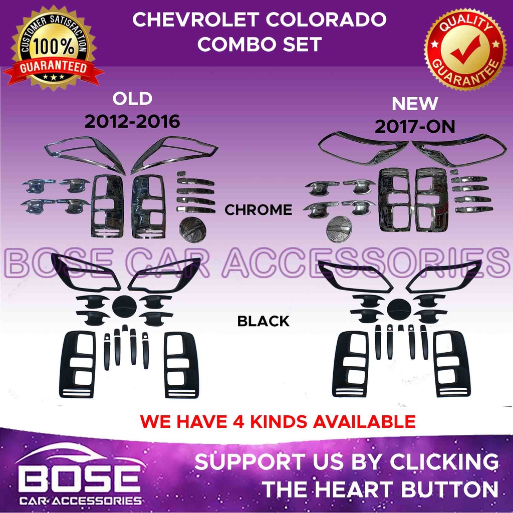 Chevrolet Colorado 2012 - 2016 / 2017 - 2021Garnish Cover Set Black ...