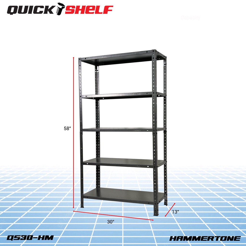 QUICK SHELF Heavy-Duty Metal Shelving Adjustable White/ HammerTone 4 ...