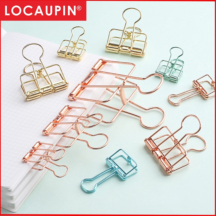 Locaupin Wire Binder Clips Cute Paper Clips, Assorted Sizes Rose Gold ...