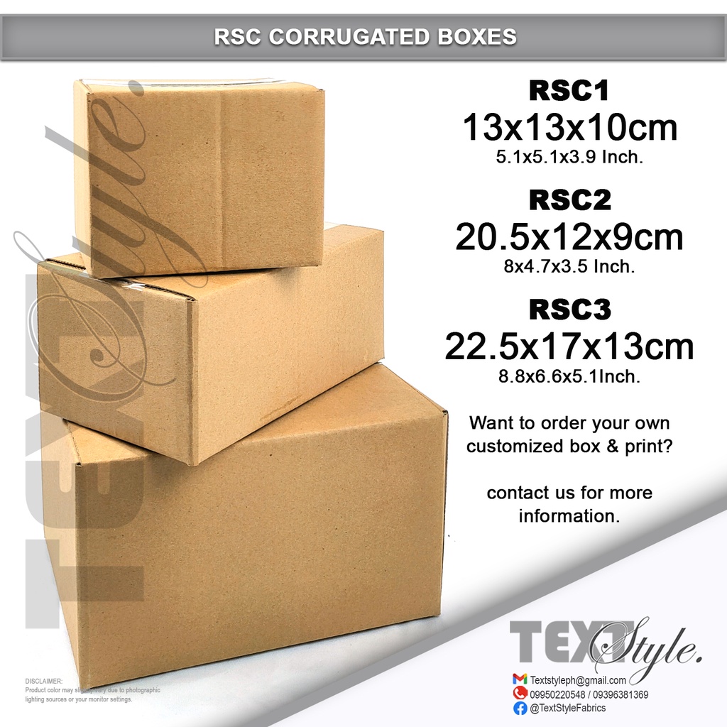 Textstyle Corrugated Box RSC Box RSC1, RSC2, RSC3 - Sold per piece | Shopee Philippines