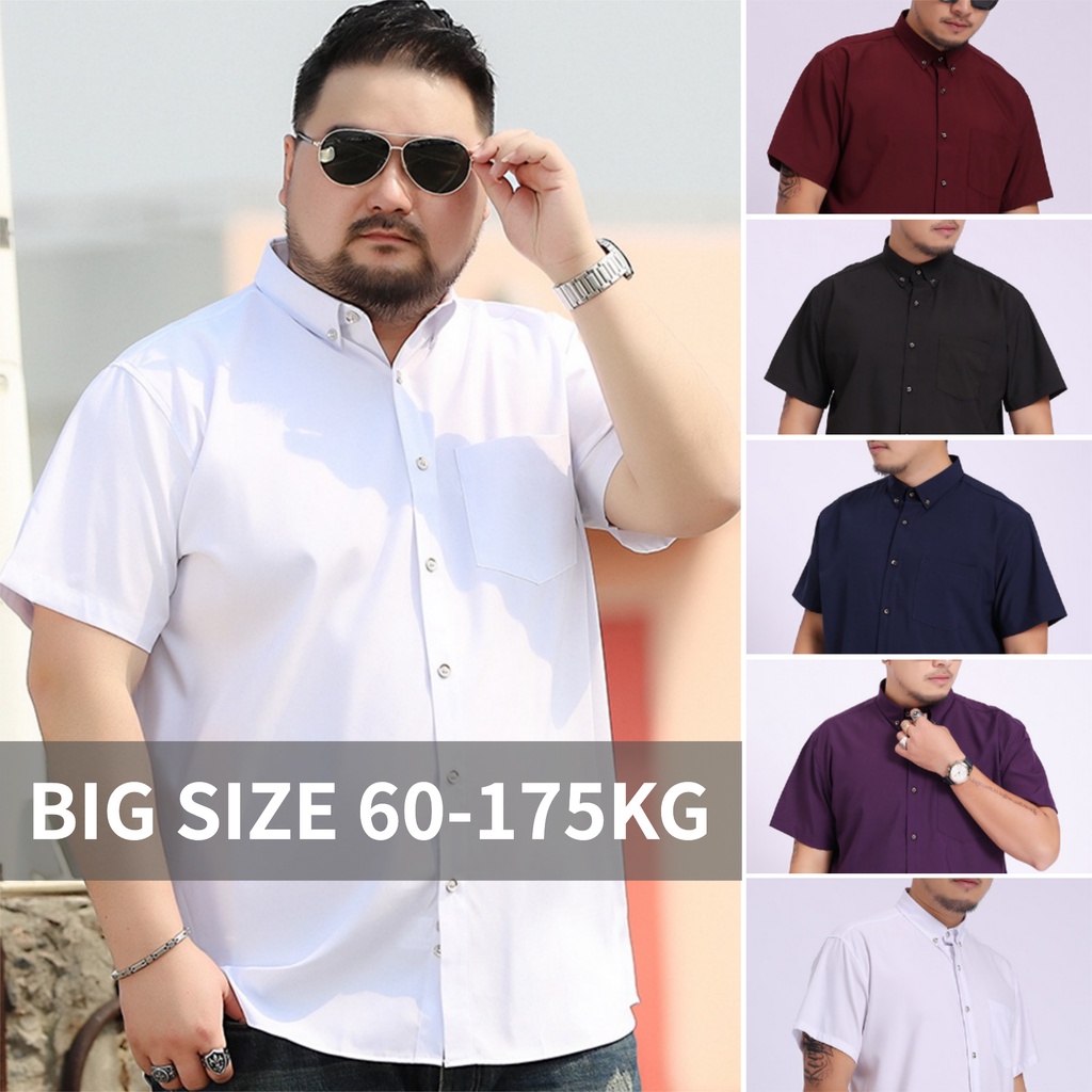 Oversize L-10XL Men Plus Size Larger Short Sleeve Summer Solid Color ...