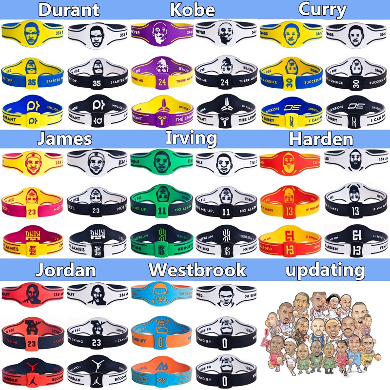 Double Sided Silicon Bracelet with Head Pattern Wristband NBA ...