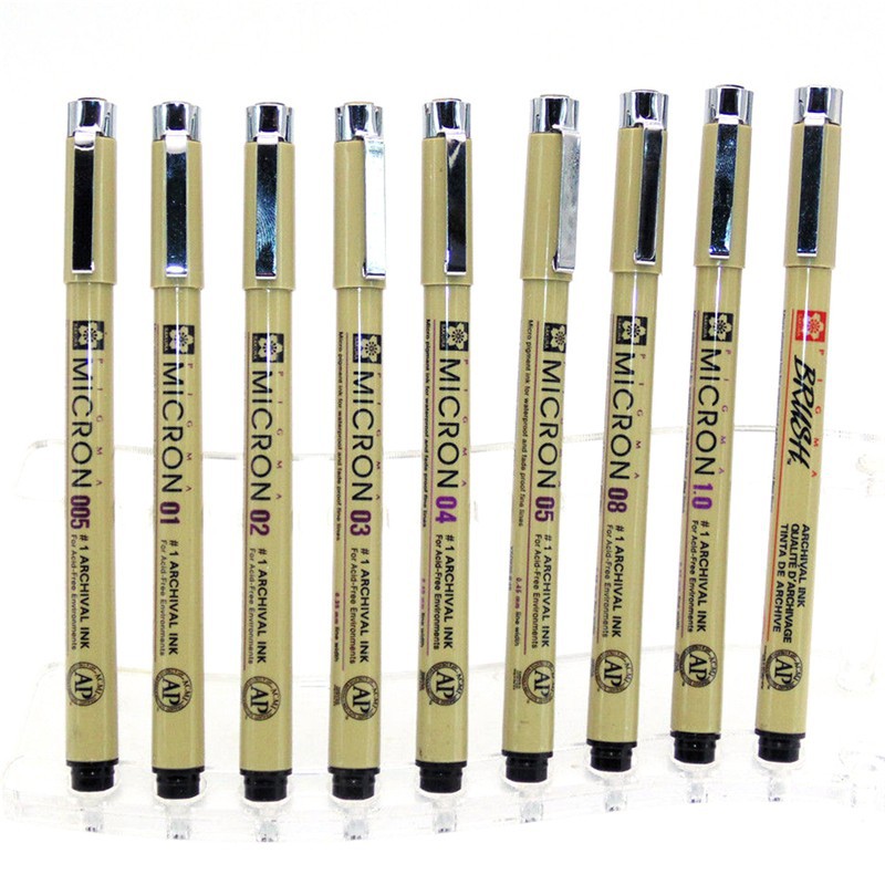 9pcs/set Pigma Micron Drawing Pen 005 01 02 03 04 05 08 1.0 Brush Art ...