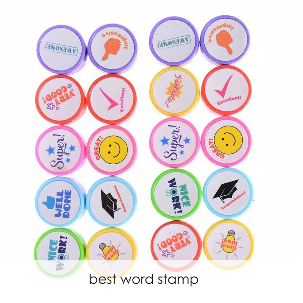 خ Edufuntoys - BEST WORD stamp Contains 10pcs - Children's Stamps For ...