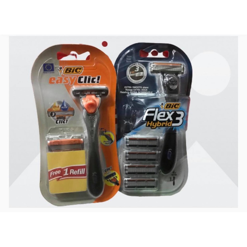 BIC MEN'S DISPOSABLE RAZOR (Flex3 Hybrid 1 Handle & 5 Cartridges /Easy ...