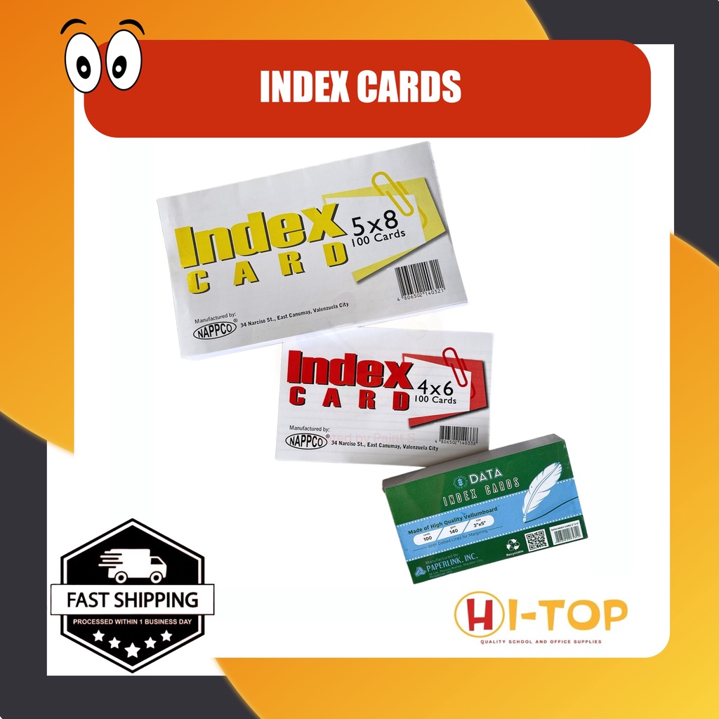 Index Card White 100 Sheets l 3X5 l 4X6 l 5X8 l Sold per Pack (100 ...