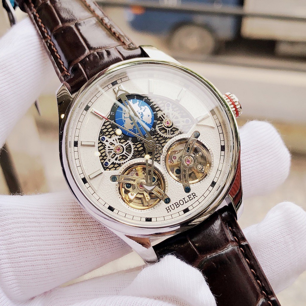 Huboler Automatic Men's Watches Silver Authentic 44mm | Shopee Philippines