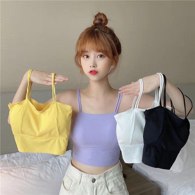 Women Bra Solid Color Crop Top Sexy Tube Top Summer Short Bustier