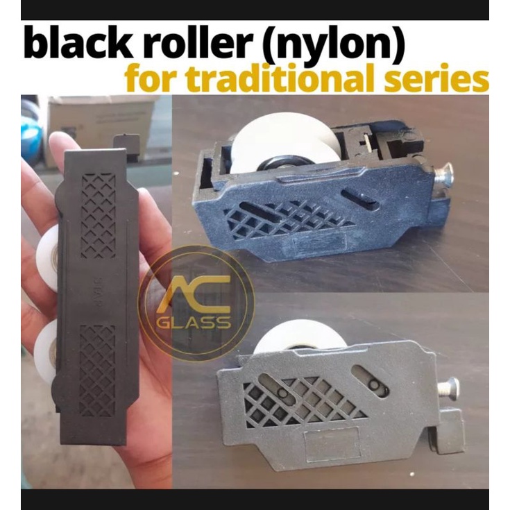 AC GLASS: BLACK NYLON ROLLER SD with Bearing for Traditional Series ...