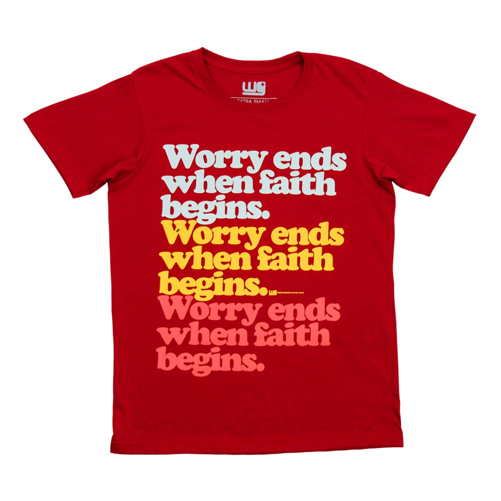 Worship Generation Retro Series Worry Ends When Faith Begins Maroon T ...