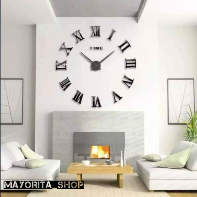 HIASAN DINDING Diy Wall Clock 60cm Wall Clock 3d Wall Mounted Unique ...