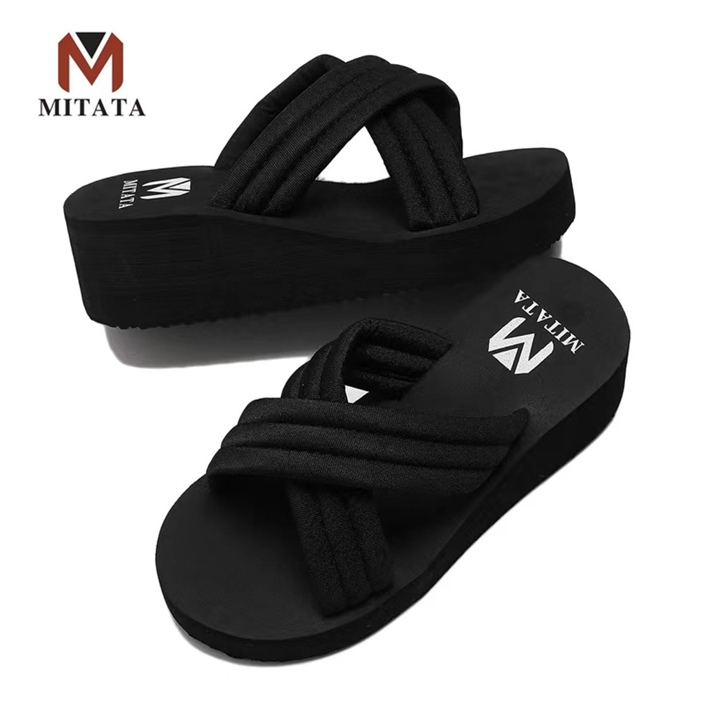 MITATA 2 inch Height Wedge Non-Slip Sole Women Slippers | Shopee ...