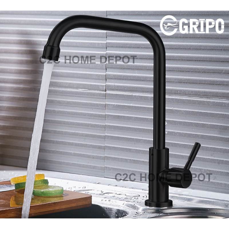 GRIPO SUS304 stainless kitchen faucet (black) GP200SS | Shopee Philippines