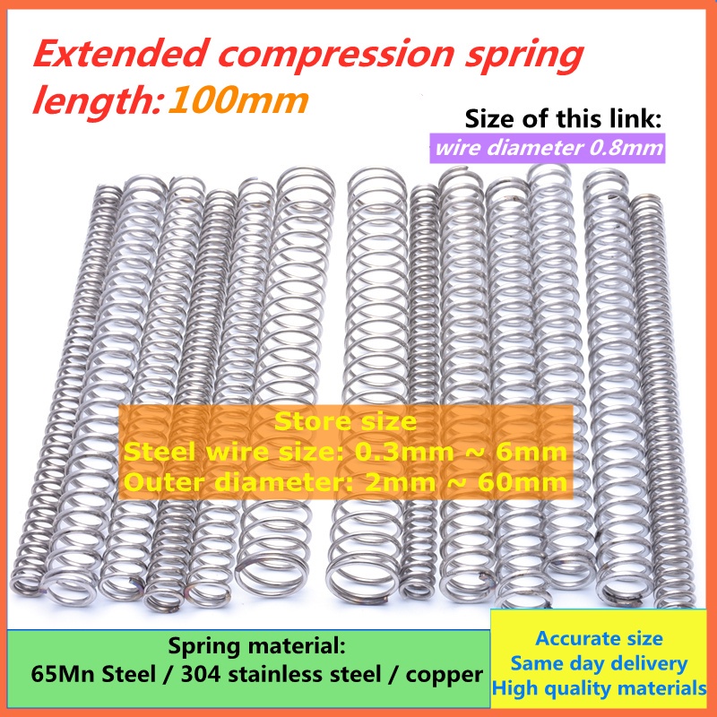 pressure spring length 100mm wire diameter 0.8mm compression spring ...