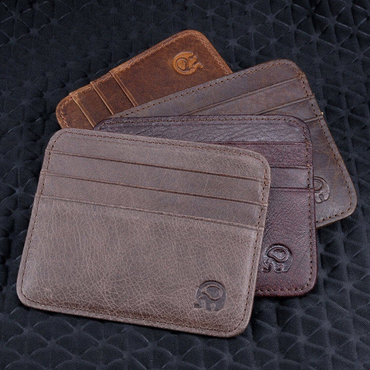 Retro Real Leather Mens Slim Credit Card Holder Bus Subway Campus Cards ...