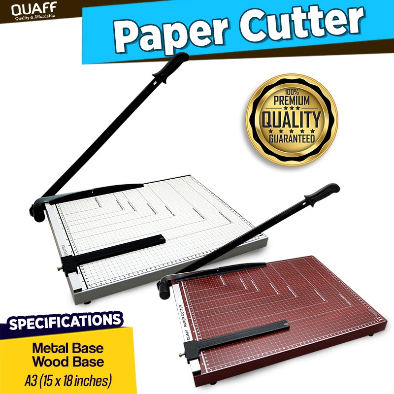 QUAFF Paper Cutter Wood & Metal Base A3 Size with Adjuster 15X18 ...