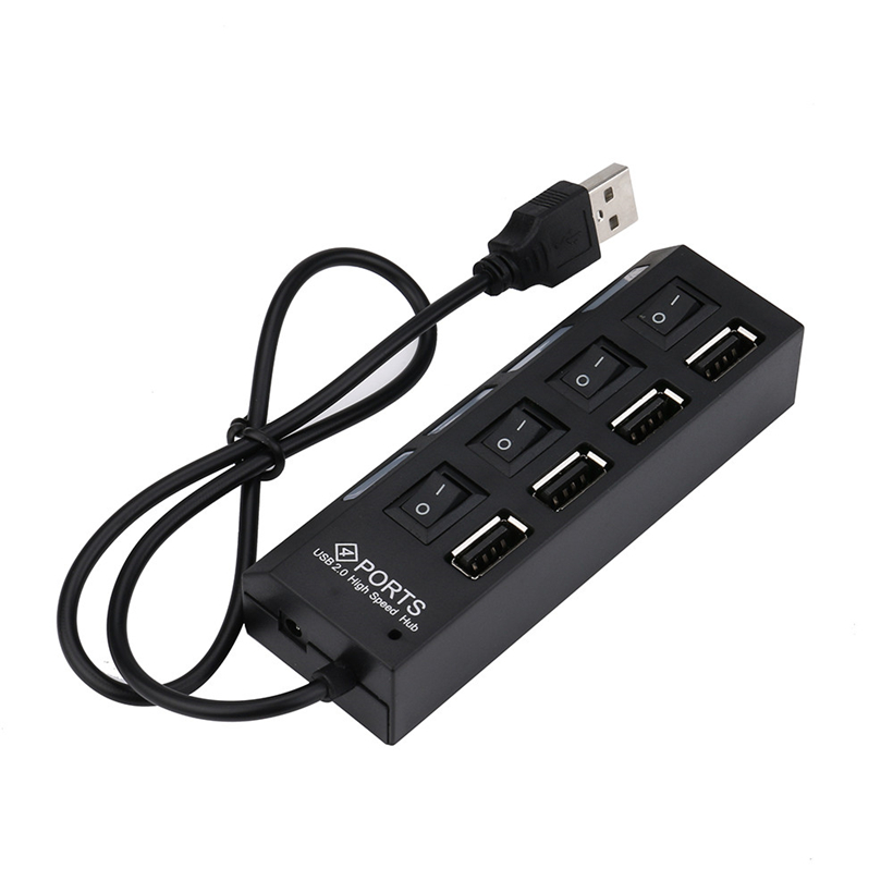 USB HUBS 4-port USB 2.0 hub on/off switch + for PC laptop | Shopee ...