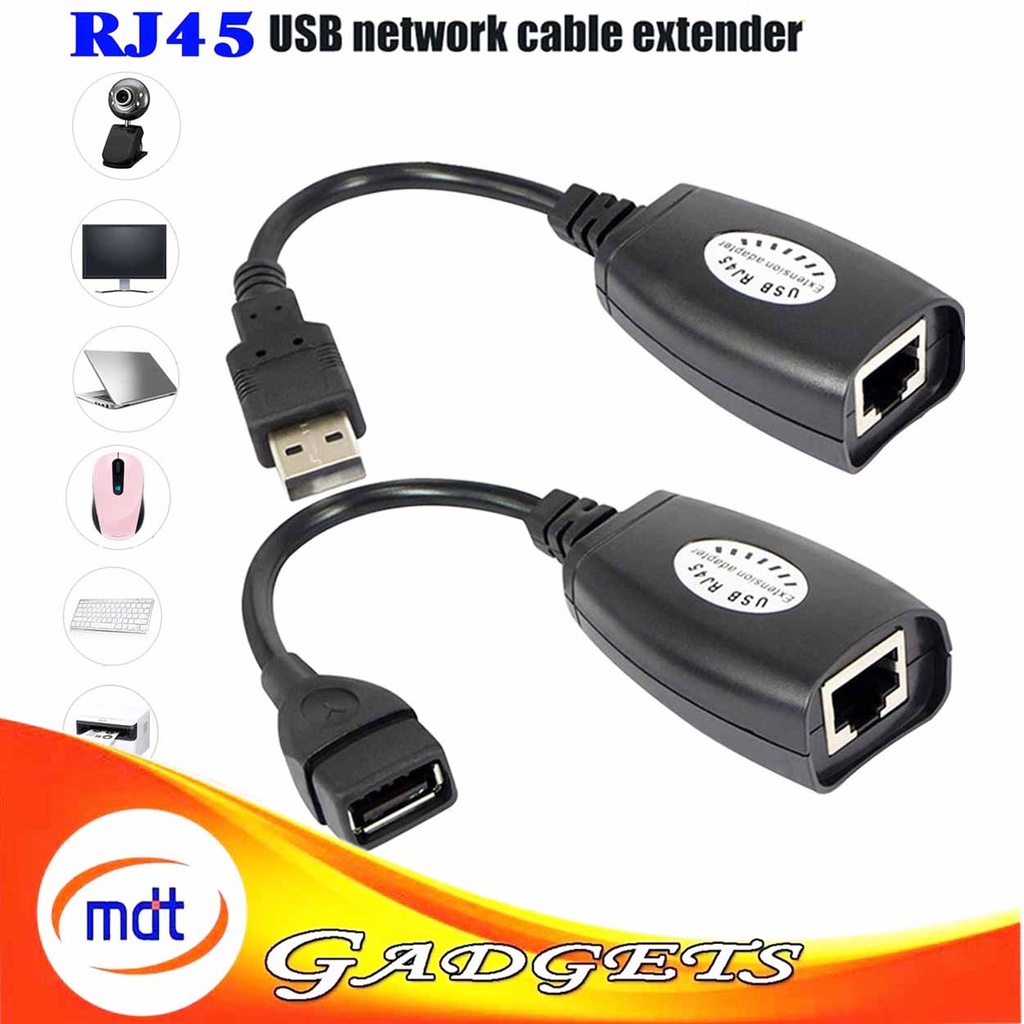USB Extension Extender Adapter Up To 150ft Using CAT5 RJ45 LAN Cable ...